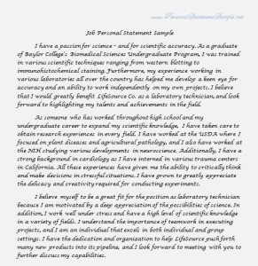Professional Personal Statement For a Job