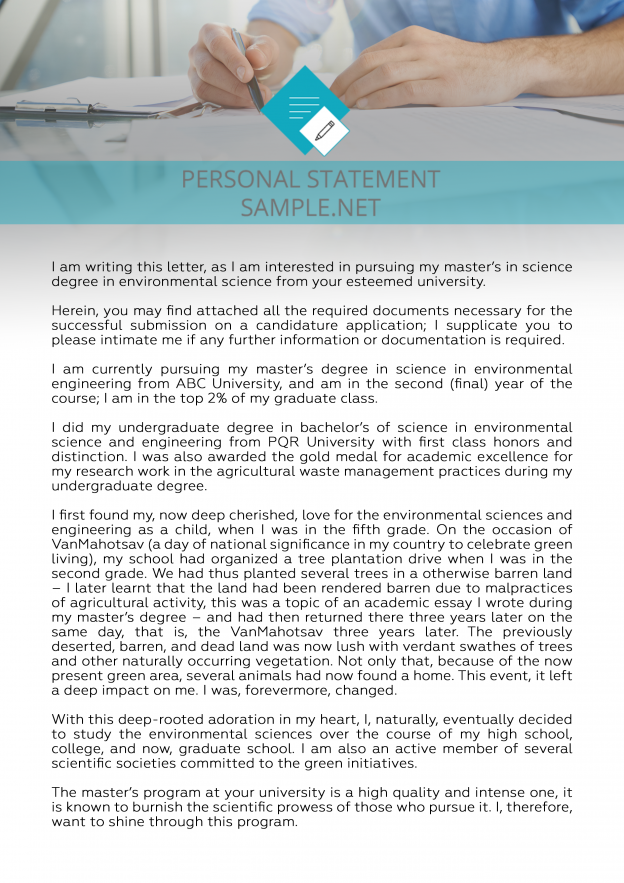 Check Personal Statement for Environmental Science Example | Personal ...