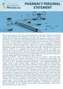 Avail Expert Written Pharmacy Personal Statement Example